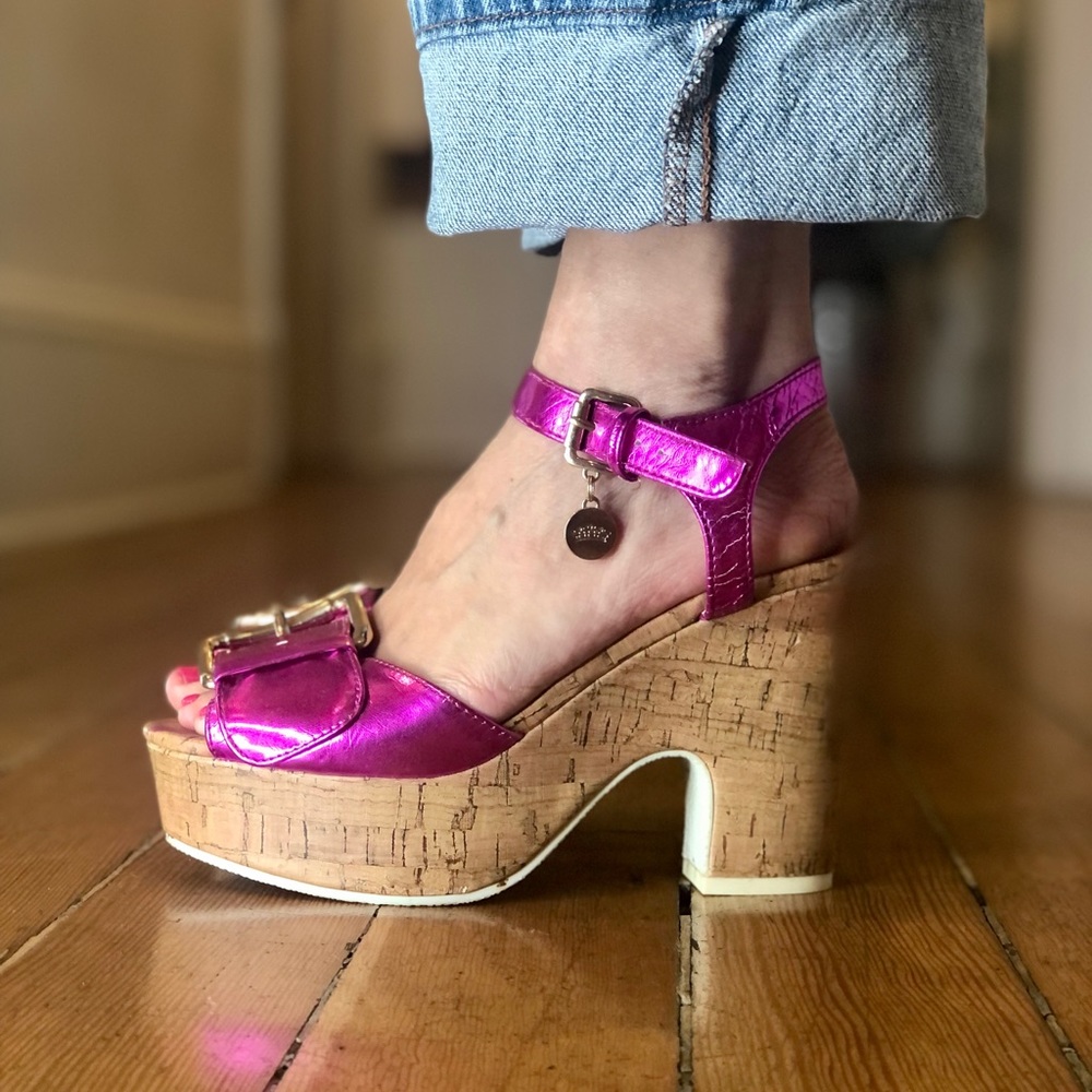 Juicy Couture Metallic Pink Platform Heels - Gem